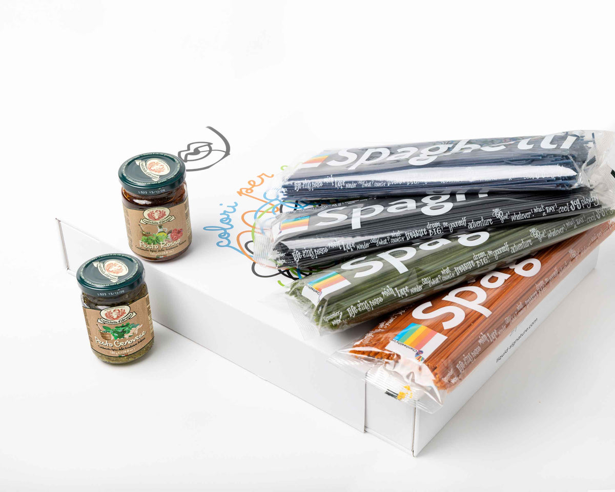 Kulinarische Geschenkbox Spaghettibox mit Pesti 6-tlg. – LiquidSignature